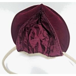 Pioneer Style | Accessories | Girls Tan Bonnet Burgundy Bill Quilted ...
